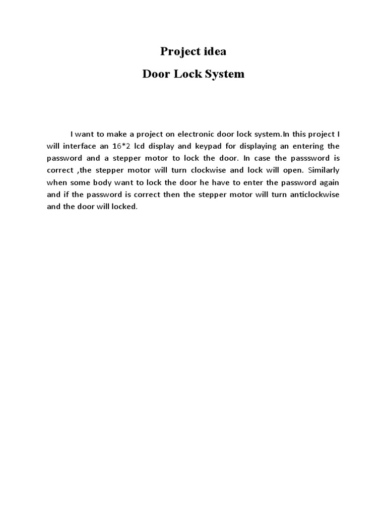 Electronic Door Lock System Project | PDF | Computers | Technology ...