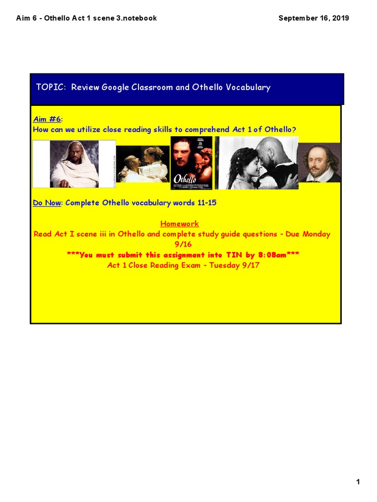 Othello Act 1 Scene 3 Analysis | PDF | Othello | Iago