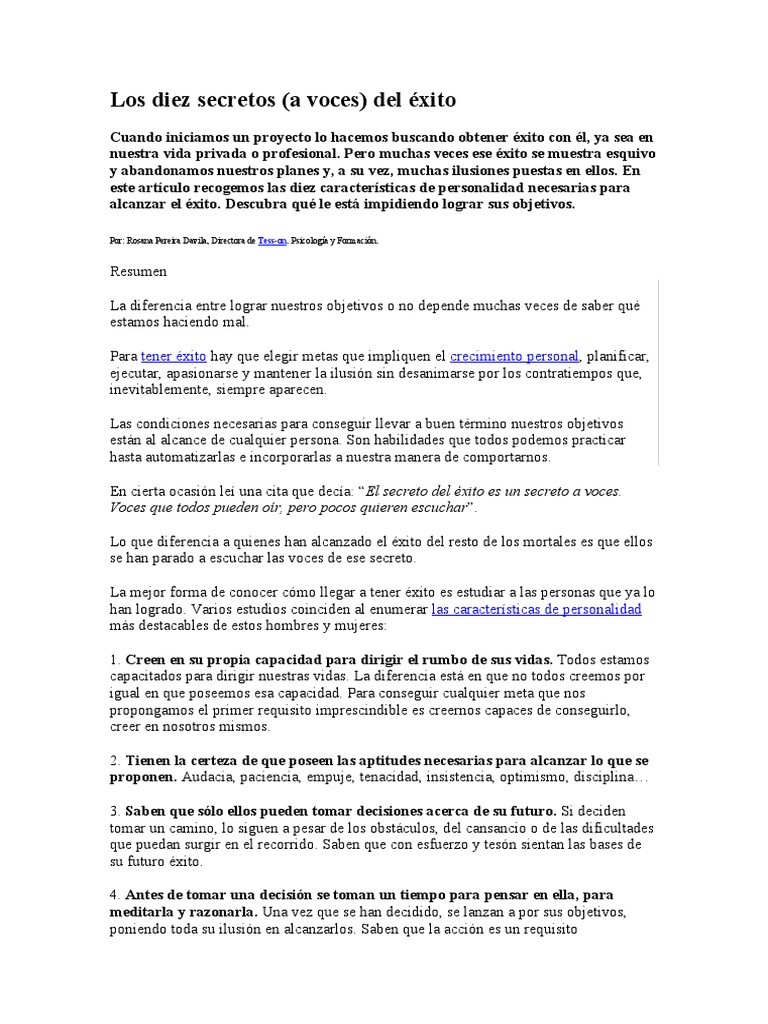 10 Claves para Alcanzar el Éxito | PDF | Desarrollo personal