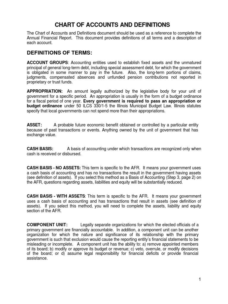 Chart of Accounts and Definitions | Download Free PDF | Fund Accounting ...