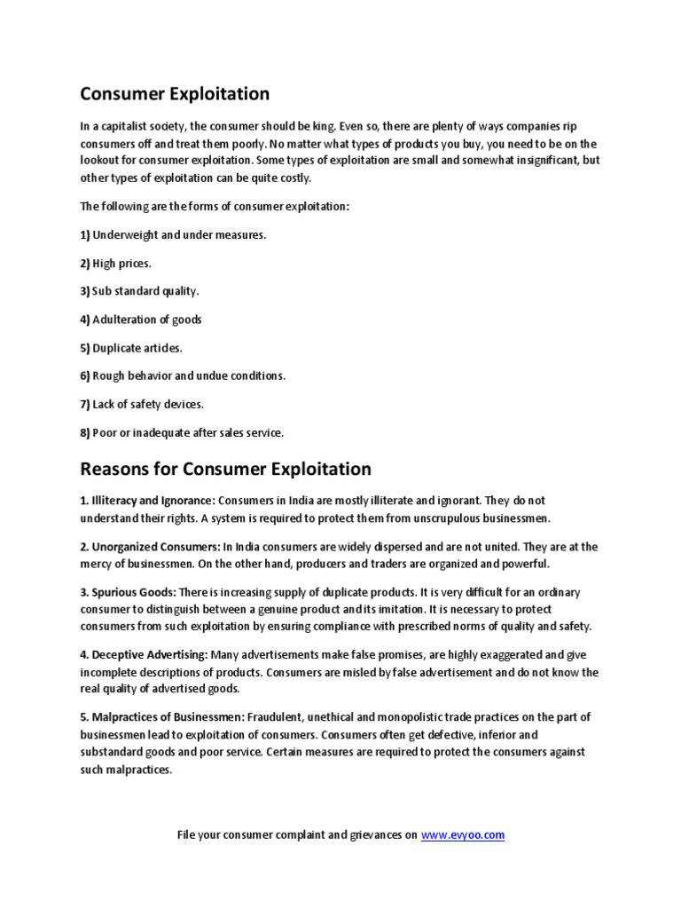 Consumer Exploitation | PDF | False Advertising | Consumer Protection