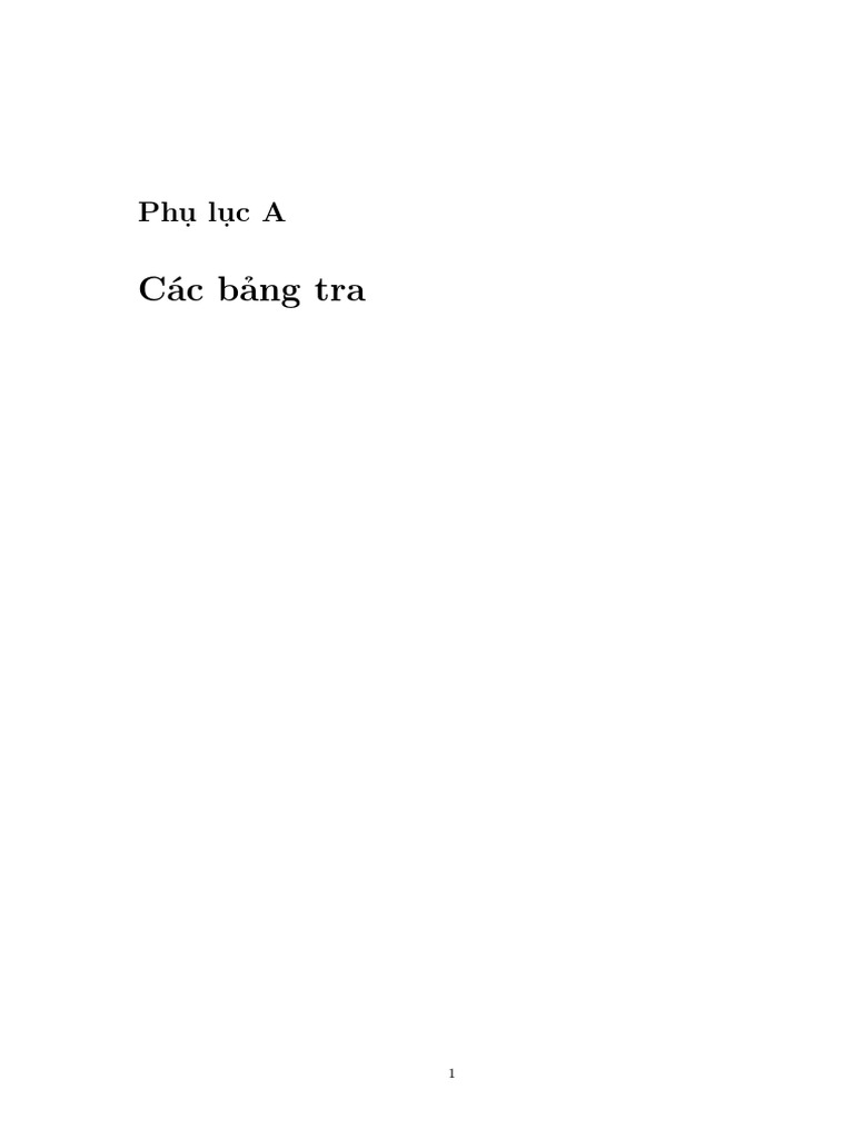 Phụ Lục A - Các Bảng Tra - XSTK | PDF