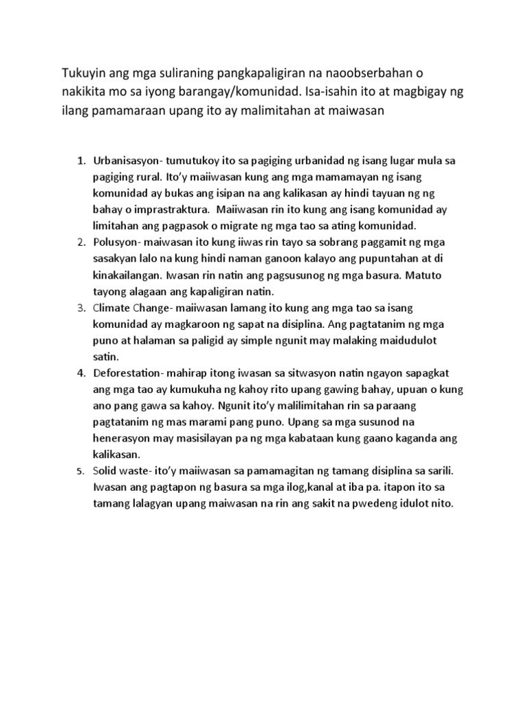 AP (Suliraning Pangkapaligiran) | PDF