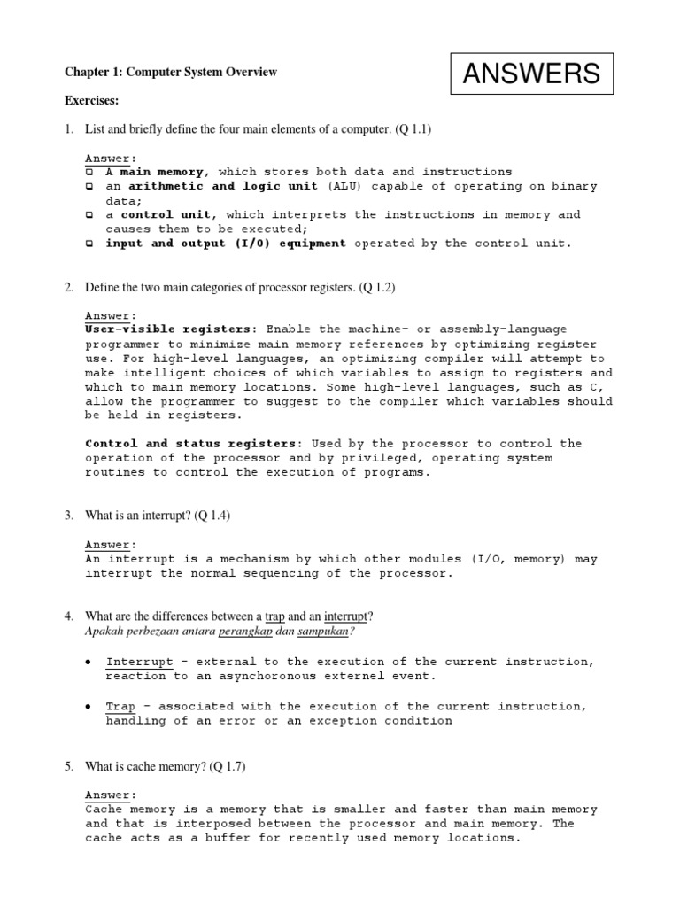 Computer System Overview - Exercise With | Download Free PDF | Cache (Computing) | Kernel ...