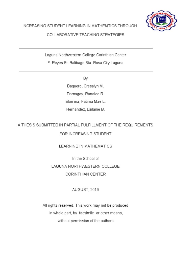 Increasing Student Learning in Mathemtics Through Collaborative ...