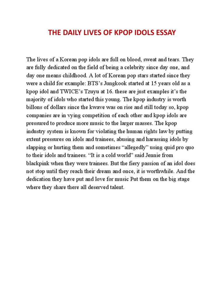 The Kpop Industry Essay For English Gr. 10 | PDF