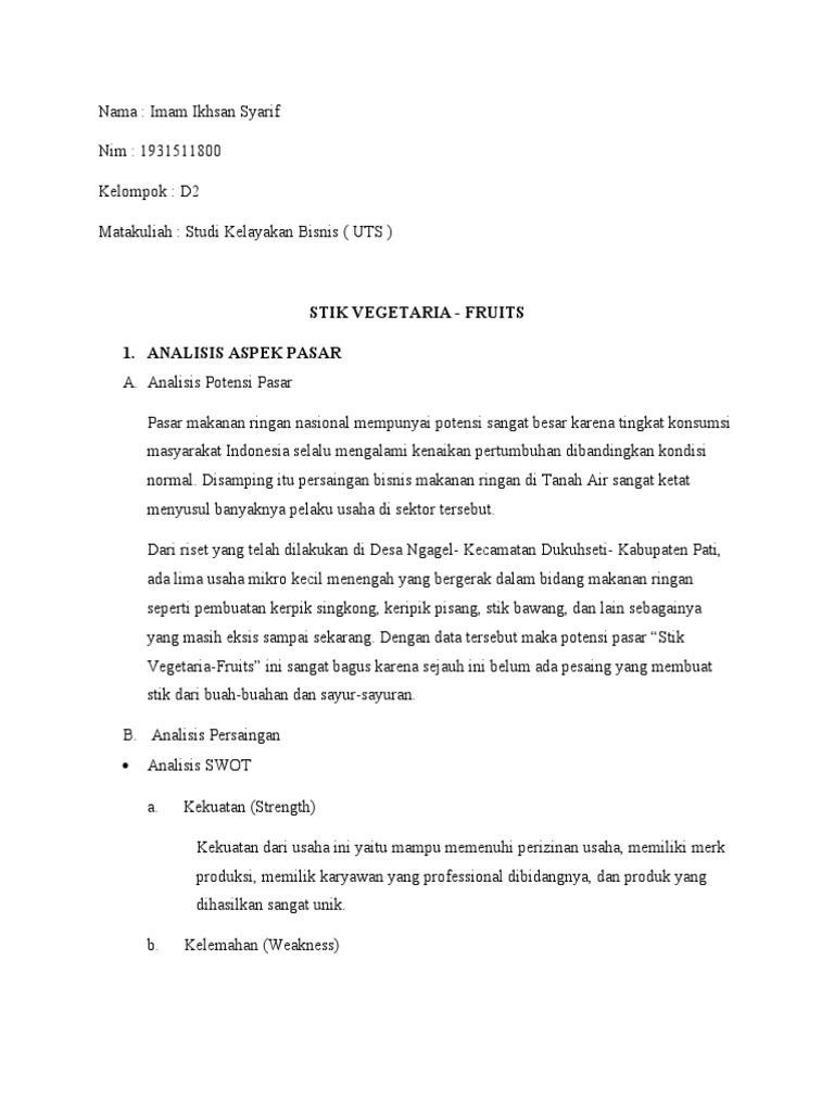 Uts - SKB D2 - 1 - Imam Ikhsan Syarif - 1931511800 | PDF | Bisnis