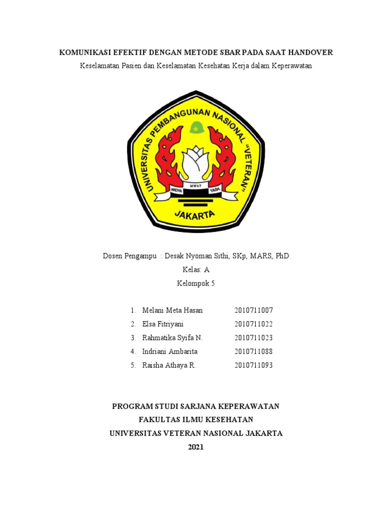 Kel 5 - Komunikasi Efektif Dengan Metode SBAR Pada Saat Handover ...