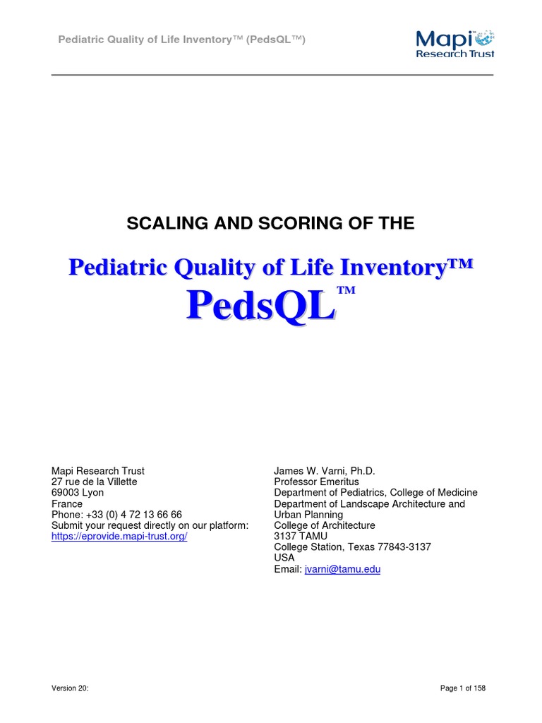PedsQL Scoring | PDF | Likert Scale | Adolescence