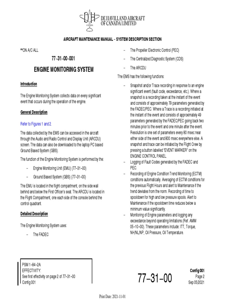 Engine Monitoring System Overview | PDF | Aviation | Aircraft