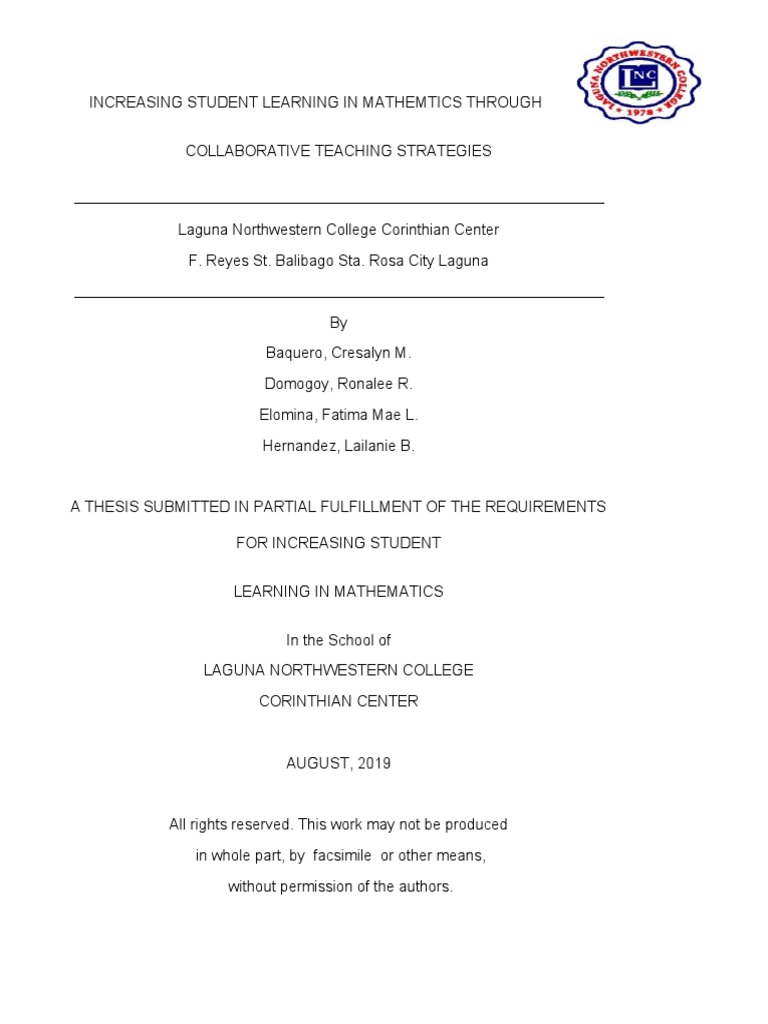Thesis Chapter 1 Up To Chapter 5 | PDF | Teachers | Learning