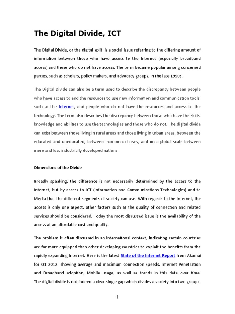 The Digital Divide, ICT: Internet | PDF | Information And ...