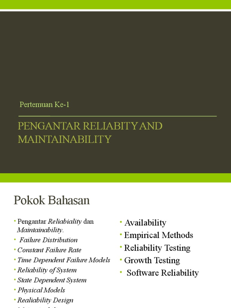 Pengantar Pemeliharaan | PDF | Reliability Engineering | Probability Distribution