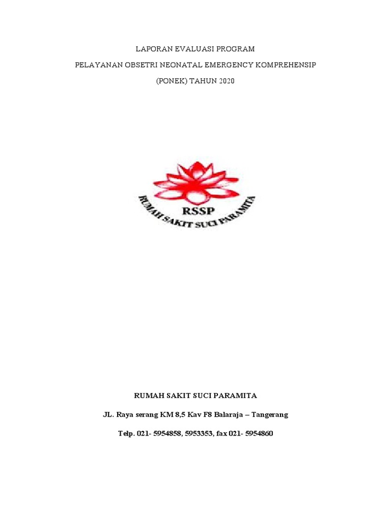 Laporan Evaluasi Program Ponek RSSP 2020 | PDF