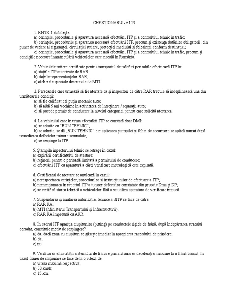 Chestionarul A123 | PDF