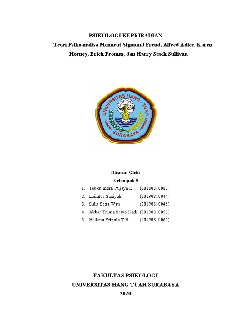 Kel 5 - Makalah Tokoh Psikoanalisa - MK Psi - Kepribadian | PDF