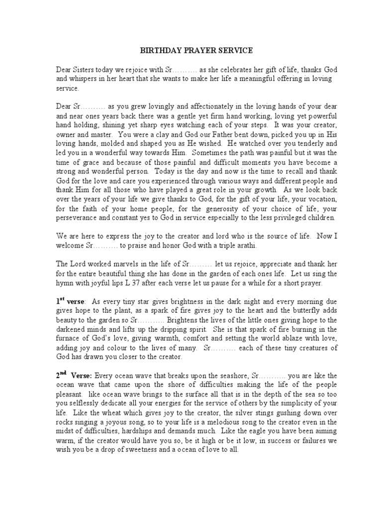 Birthday Prayer Service | Download Free PDF | Prayer | Love