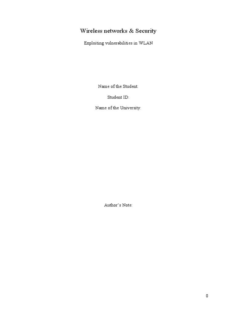 Wireless Networks & Security: Exploiting Vulnerabilities in WLAN | PDF | Wireless Lan | Ieee 802.11