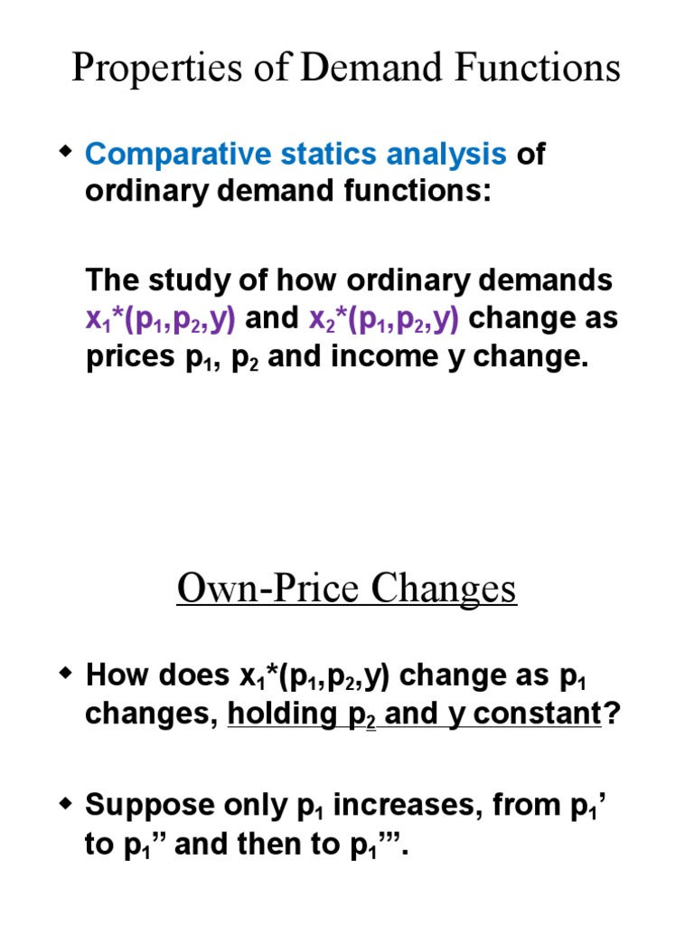Properties of Demand Functions: Comparative Statics Analysis | PDF ...