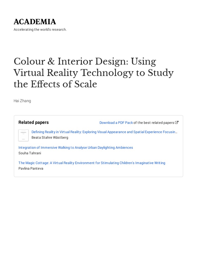 Colour & Interior Design: Using Virtual Reality Technology To Study The ...