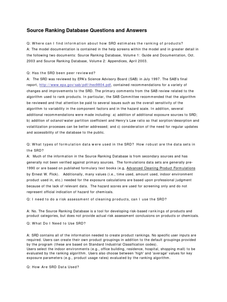 Source Ranking Database Questions and Answers | PDF | Databases | Risk ...