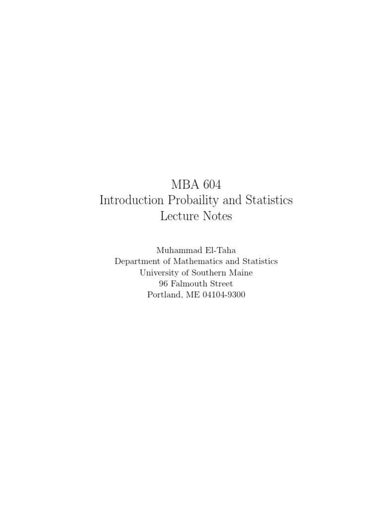 Lecture Notes Statistics Pdf Random Variable Statistics 9767