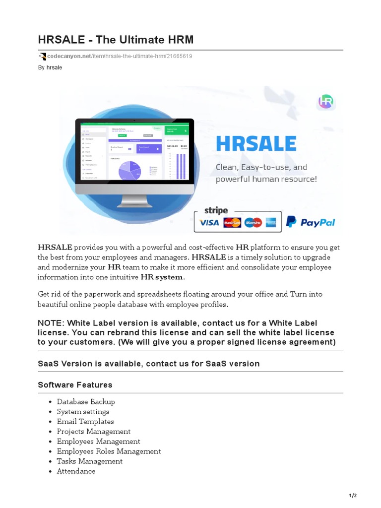 HRSALE - The Ultimate HRM | PDF