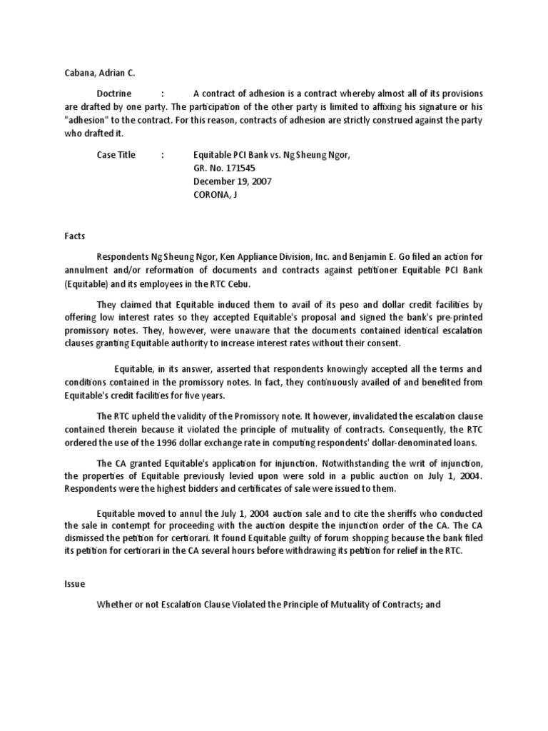 18 Equitable PCI Bank vs. NG Sheung Ngor | PDF | Equity (Law ...