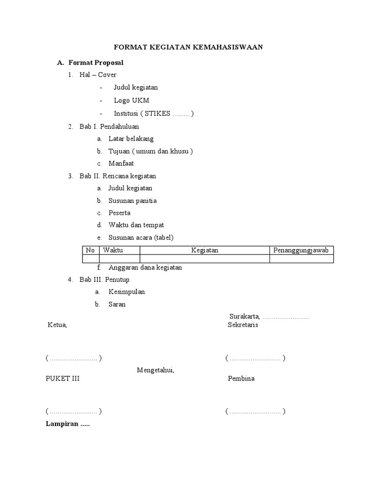 Format Proposal & LPJ Kegiatan MHS | PDF