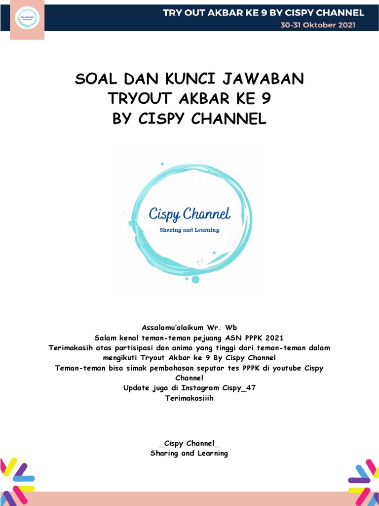 Soal Dan Pembahasan Try Out Akbar Ke 9 by Cispy Channel | PDF | Karier & Perkembangan ...