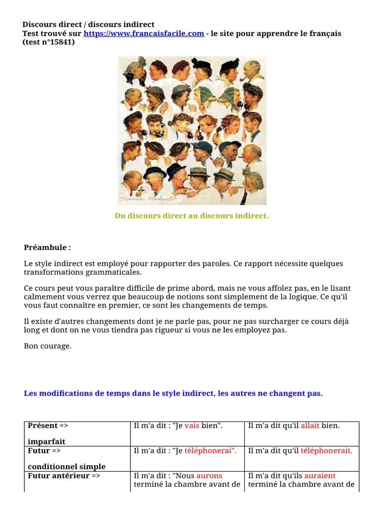 Discours Direct - Discours Indirect | PDF | Linguistique | Grammaire