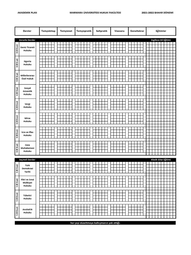 Bahar Dönemi Akademik Plan | PDF