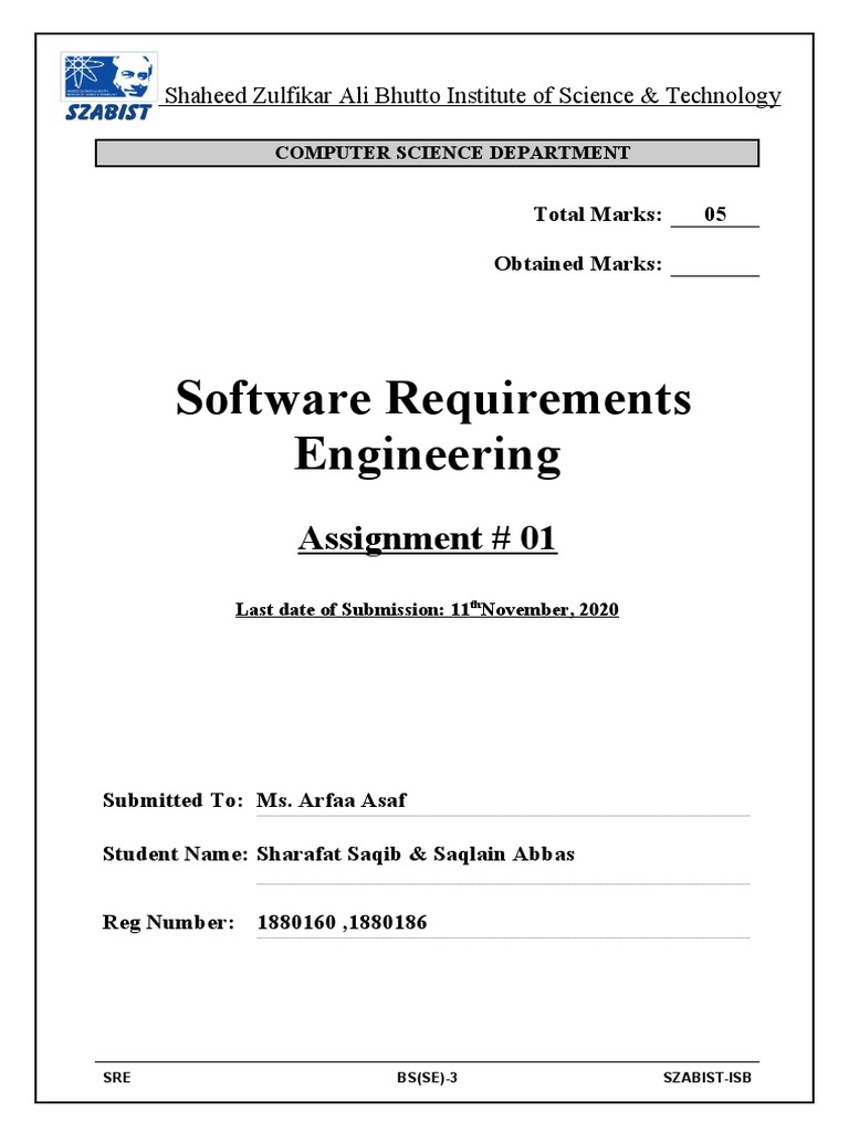 Software Requirements Engineering: Assignment # 01 | PDF | Application ...