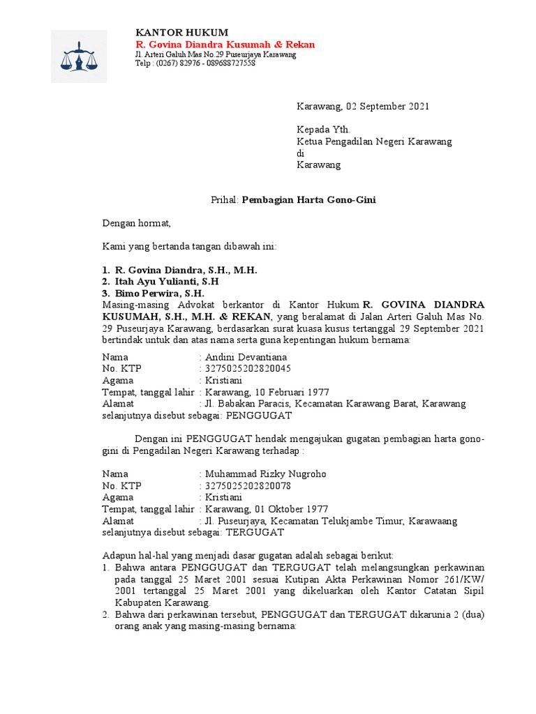 Gugatan Harta Gono Gini Final | PDF