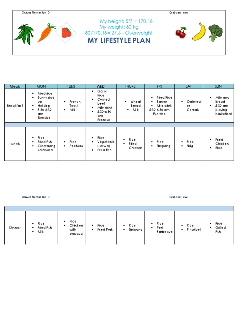 Lifestyle Plan | PDF | Meal | Eating Behaviors Of Humans