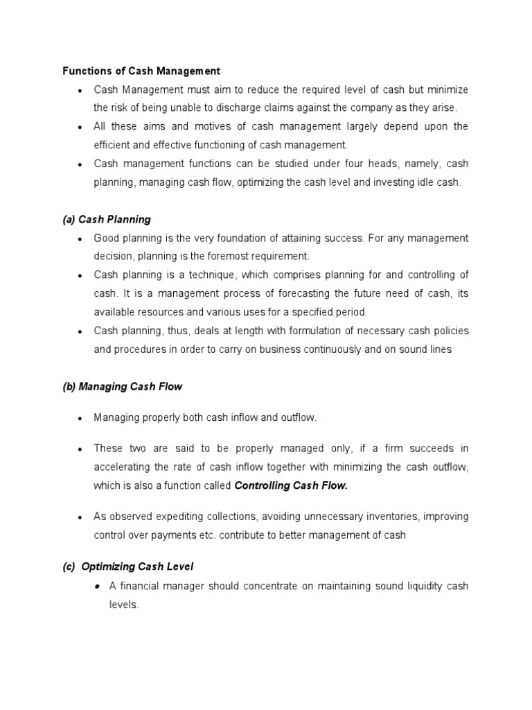 Functions of Cash Management | PDF | Interest | Economies