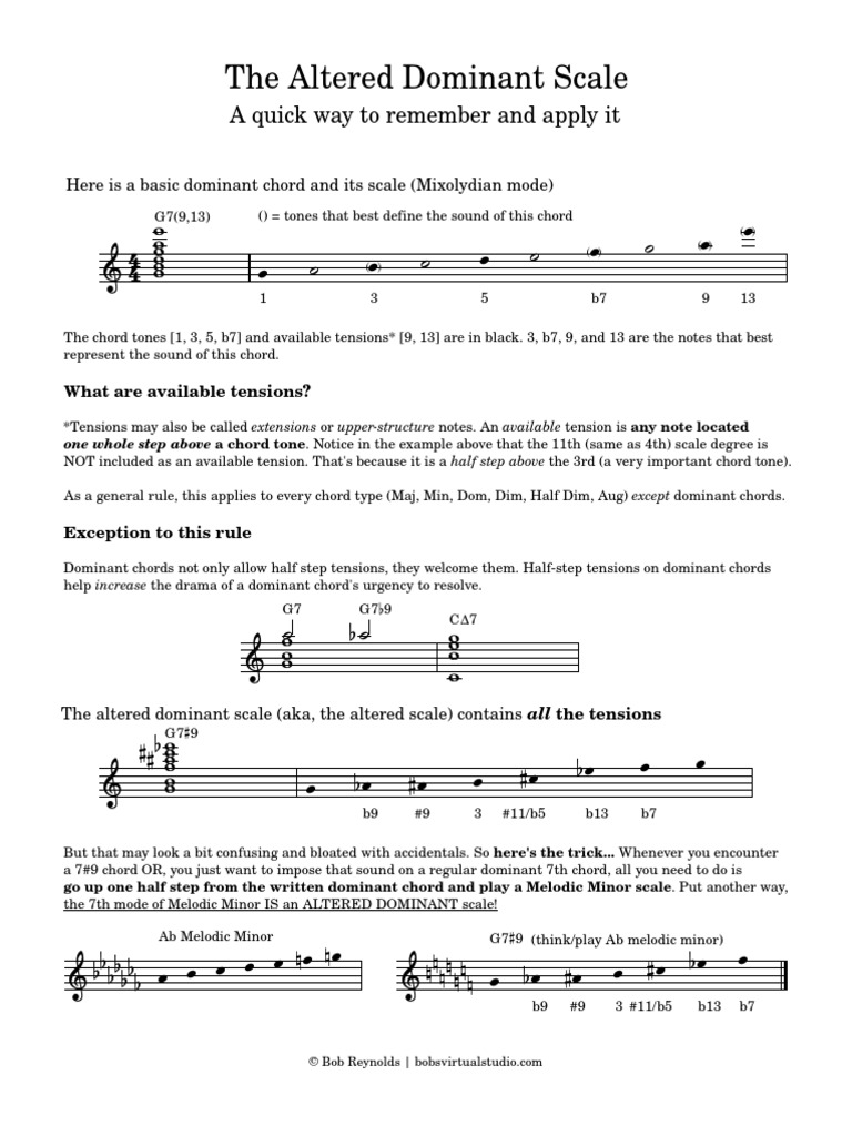The Altered Dominant Scale: A Quick Way To Remember and Apply It | PDF ...