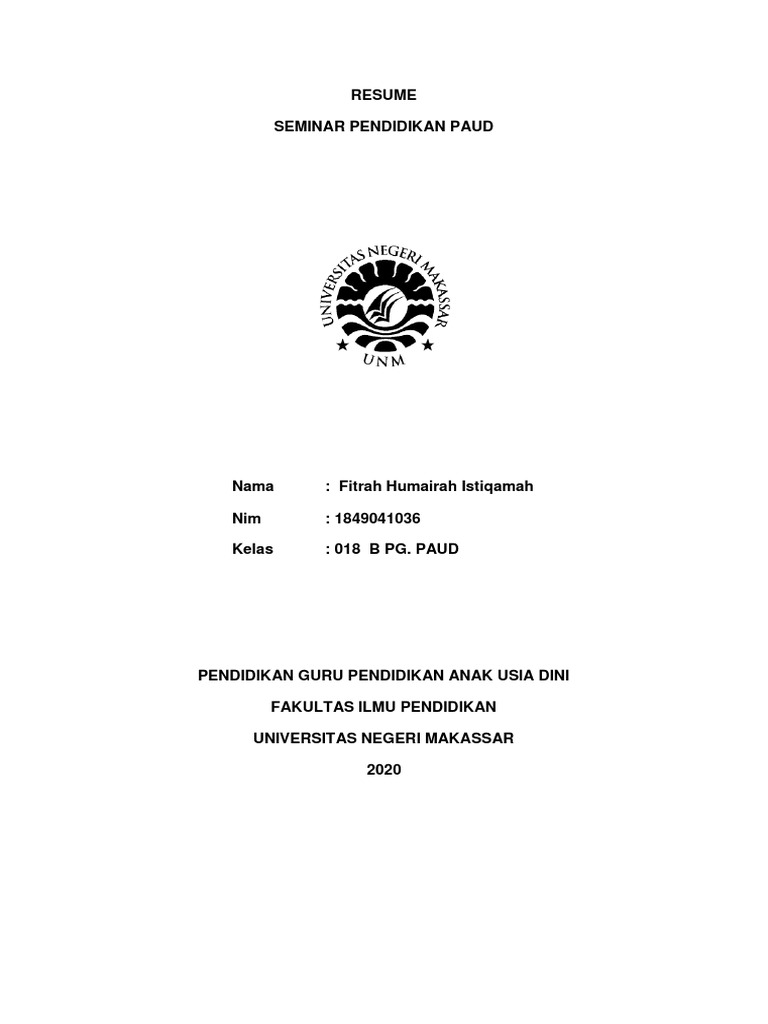Resume Seminar Pendidikan Paud | PDF | Bisnis