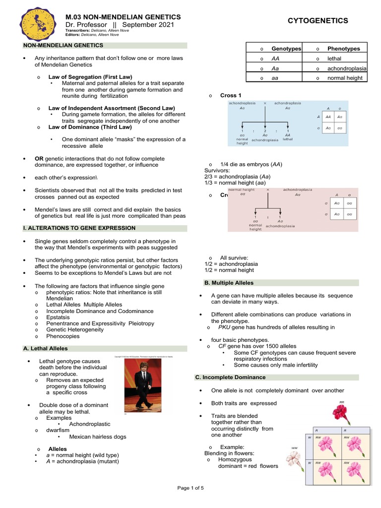 M.03 Non-Mendelian Genetics | PDF | Dominance (Genetics) | Allele