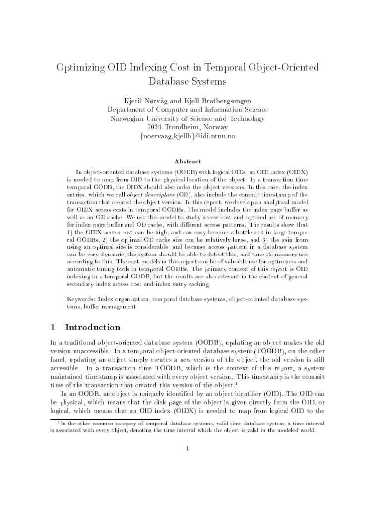 Oodb | PDF | Cache (Computing) | Databases