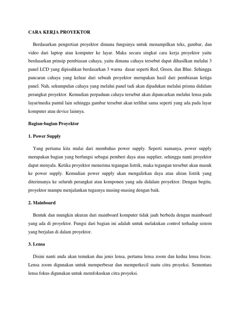 Cara Kerja dan Komponen Proyektor | PDF | Komputer