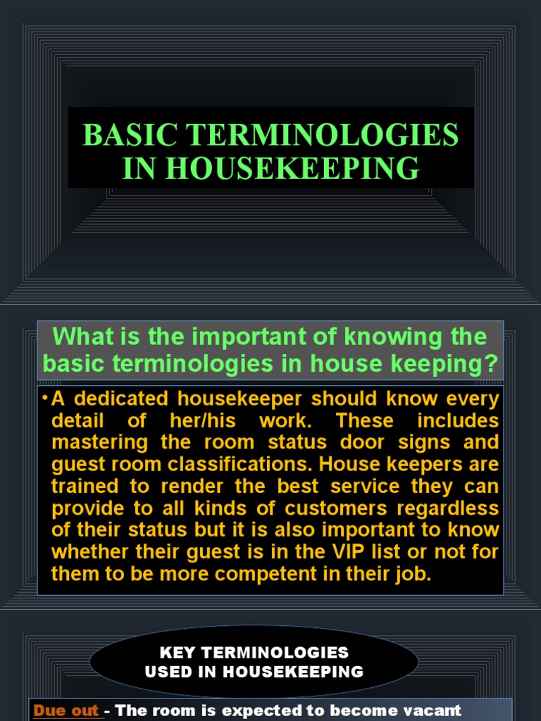 Key Housekeeping Terminologies Explained | PDF | Hotel | Room