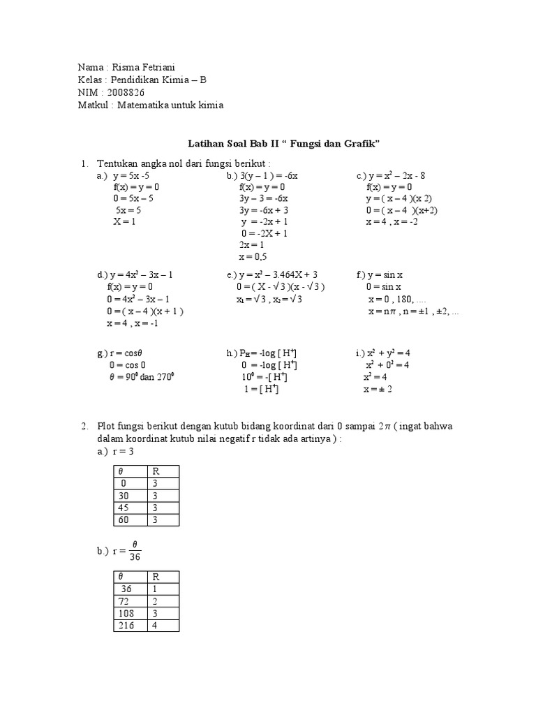 Latihan Soal Grafik Dan Fungsi | PDF