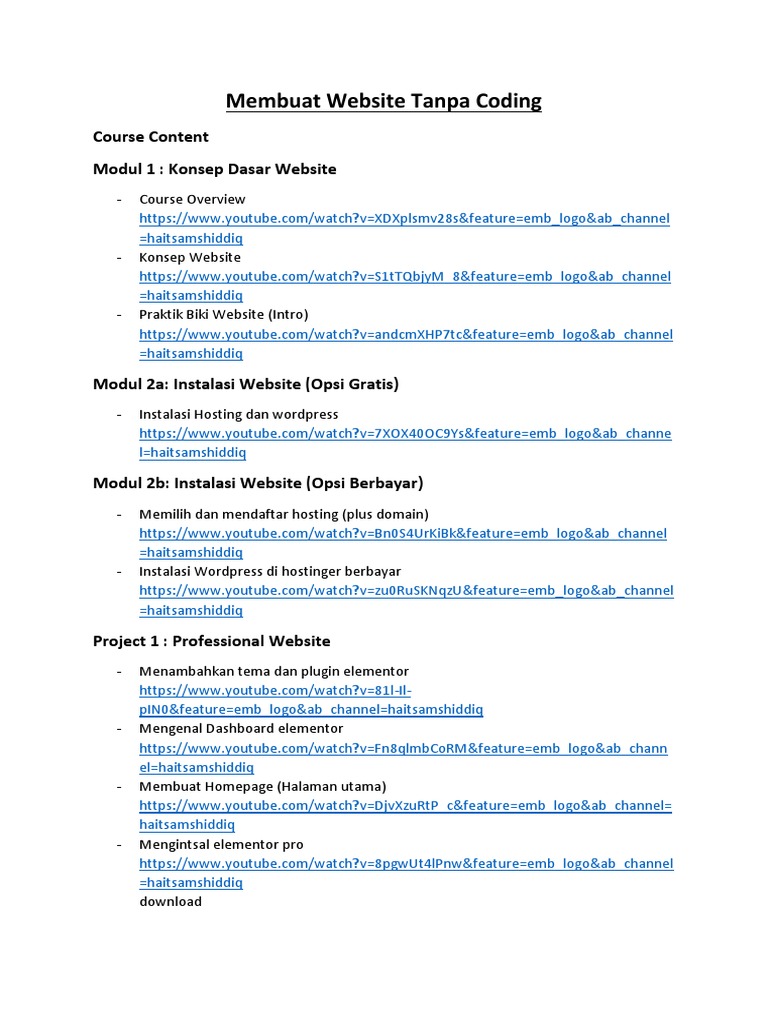 Membuat Website Tanpa Coding | PDF | Word Press | Internet Protocol Based Network Software