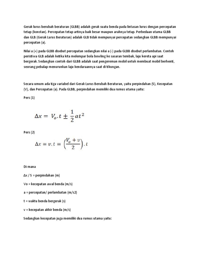 Rumus dan Contoh GLBB dalam Fisika | PDF | Metode & Bahan Ajar