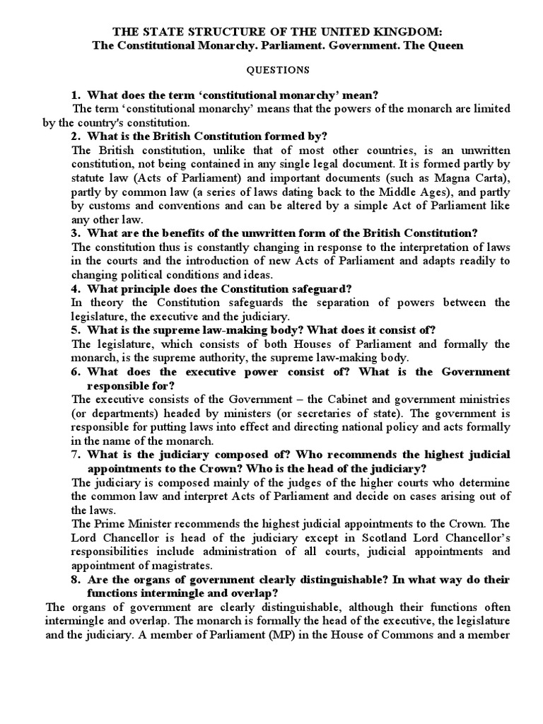 Understanding the UK Constitutional Monarchy | PDF | Bill (Law ...