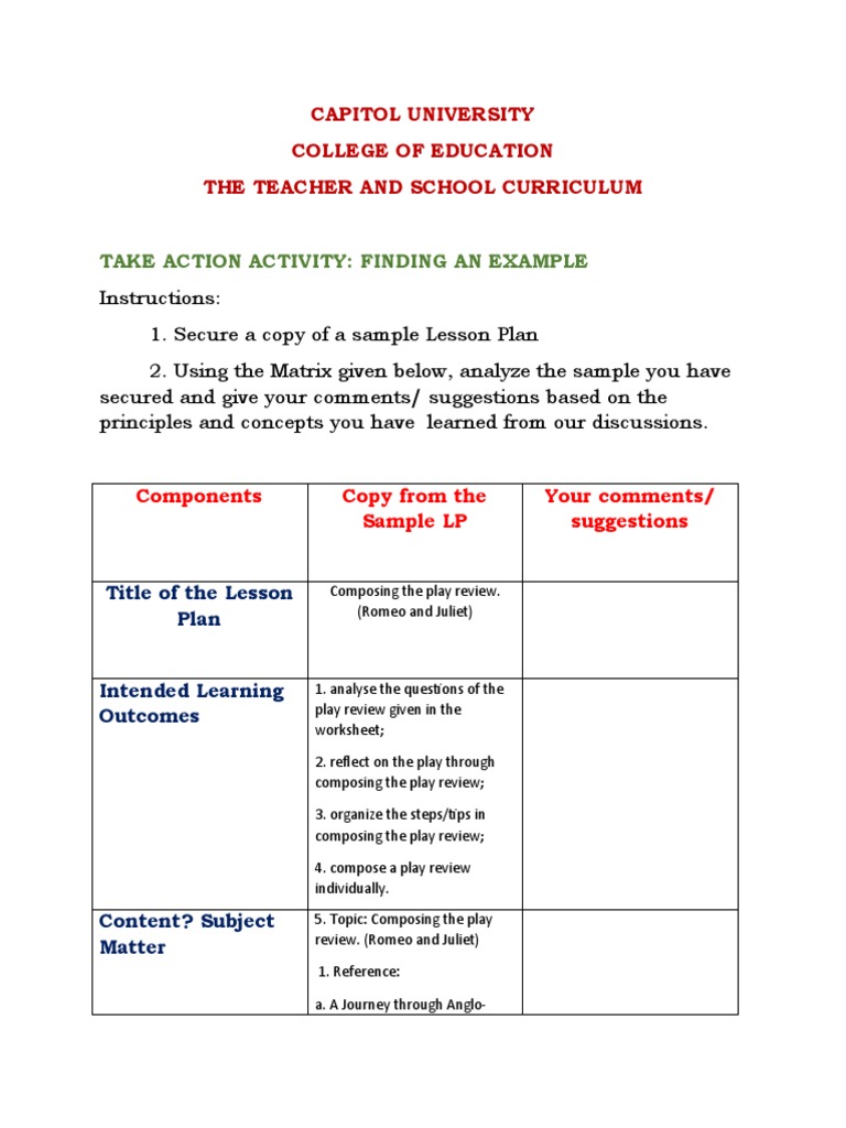 Capitol University College of Education The Teacher and School ...