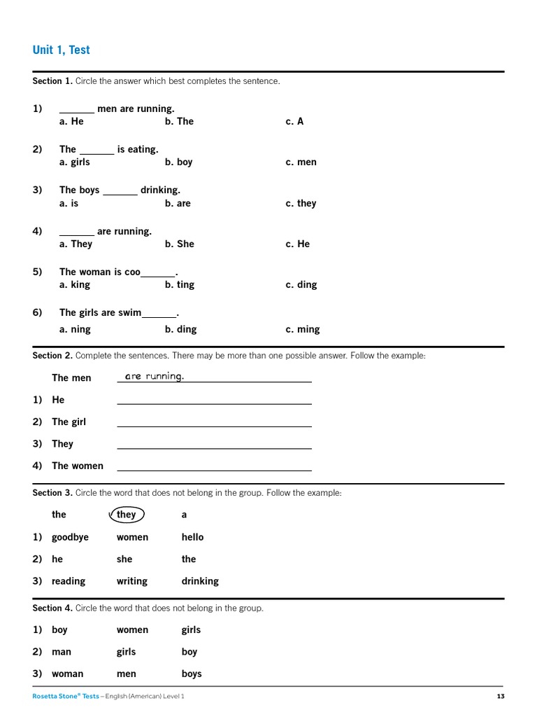 Unit 1, Test: Are Running | PDF
