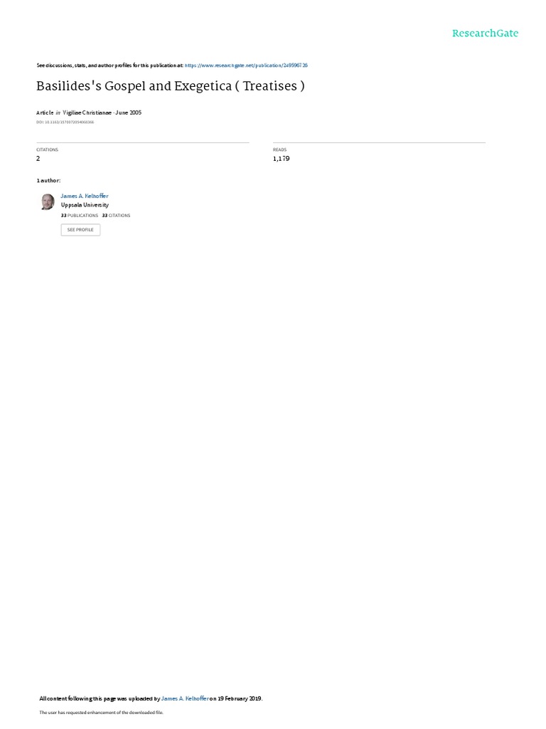 Basilides's Gospel and Exegetica (Treatises) : Vigiliae Christianae ...