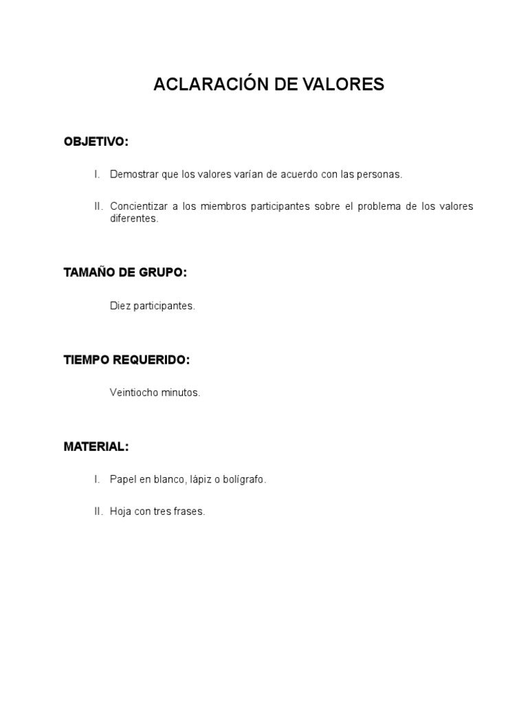 Aclaración de Valores | PDF